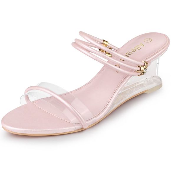 Allegra K | Shoes | Clear Glass Heel Slide Wedge Heel Pink Wedge ...
